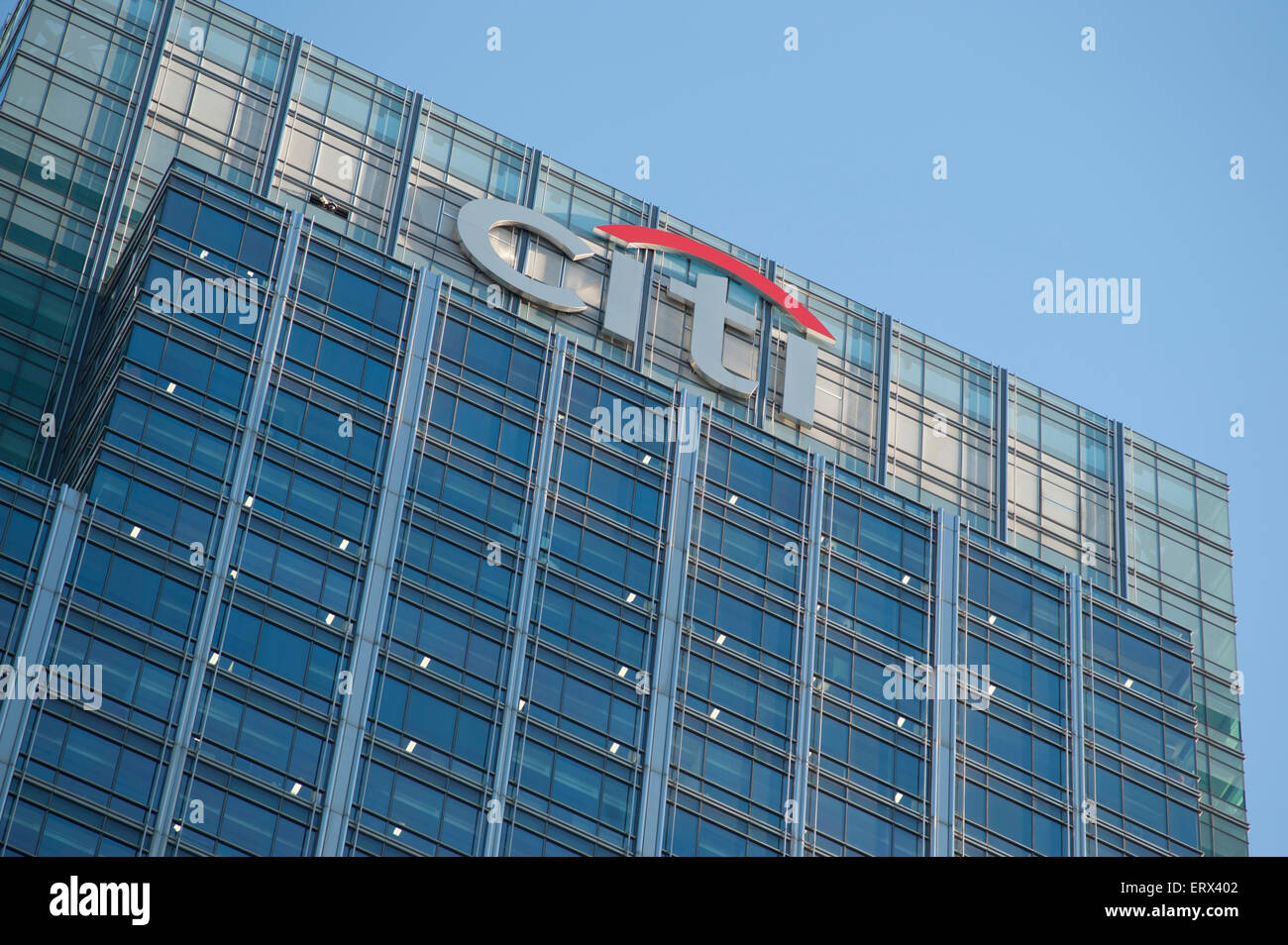 Corporate logo on top of Citigroup Centre in London’s Docklands at ...
