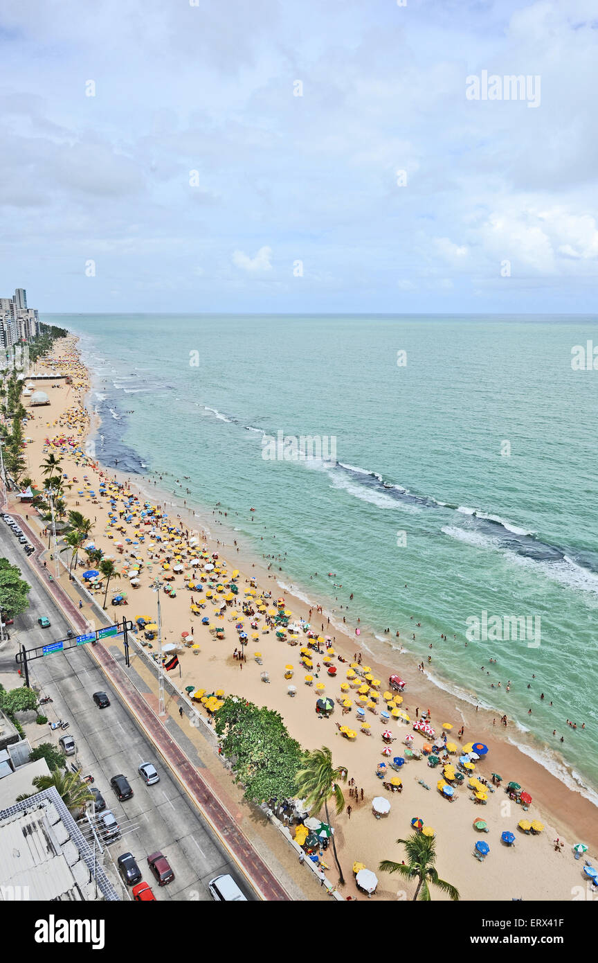 RECIFE, PERNAMBUCO, BRAZIL, SEPTEMBER 1, 2009. A view to the city beach ...