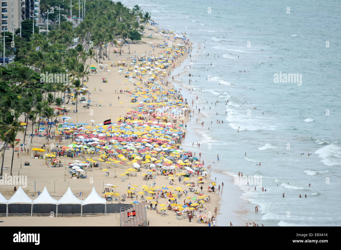 RECIFE, PERNAMBUCO, BRAZIL, SEPTEMBER 1, 2009. A view to the city beach ...