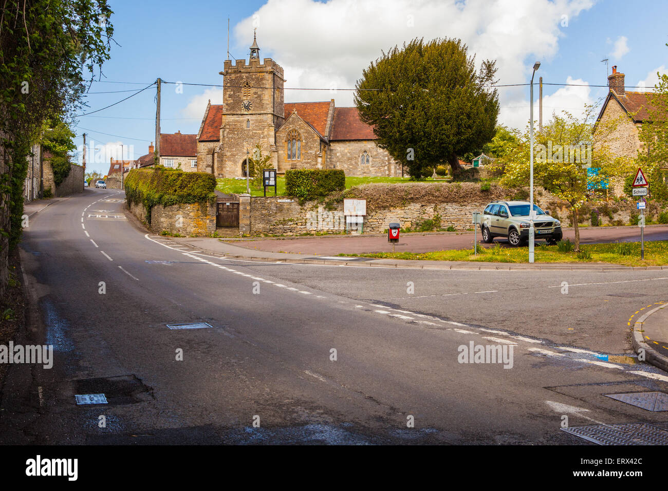 Templecombe somerset street scene Stock Photo - Alamy