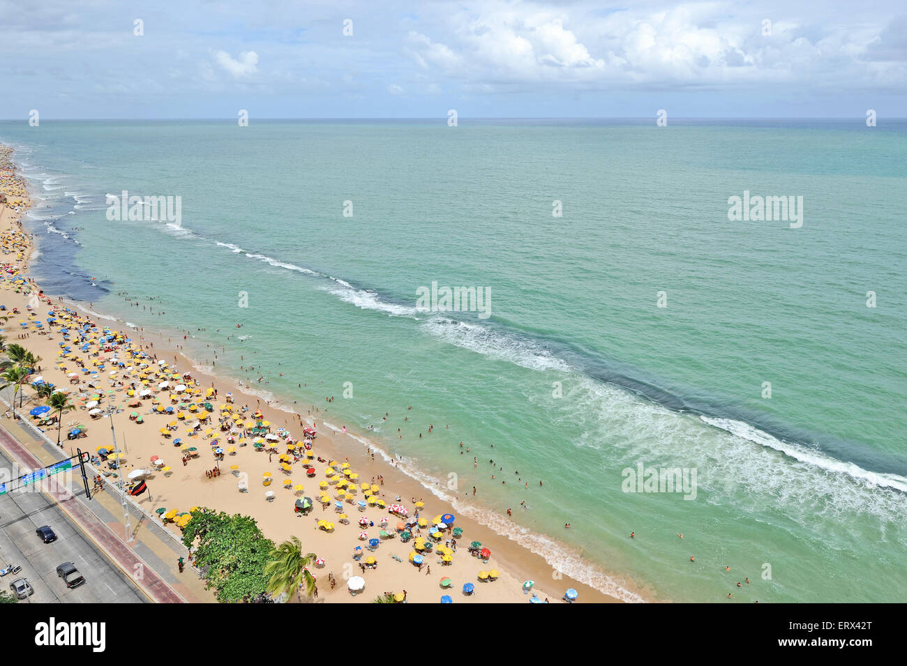 RECIFE, PERNAMBUCO, BRAZIL, SEPTEMBER 1, 2009. A view to the city beach ...