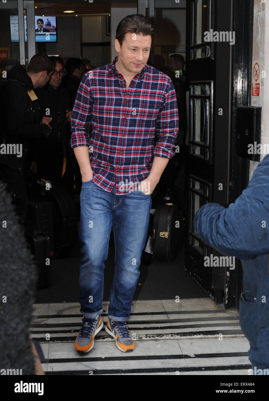 Jamie Oliver seen out in London leaving BBC Radio Two Studios Featuring ...