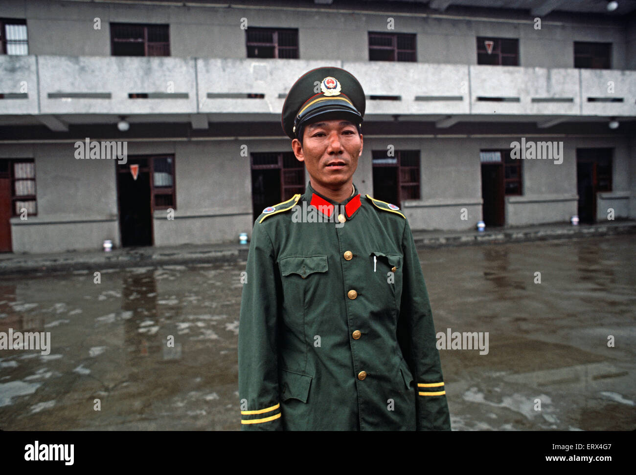 Prison Guard in Chinese Youth Detention Center in Chengdu, China, 1980s ...