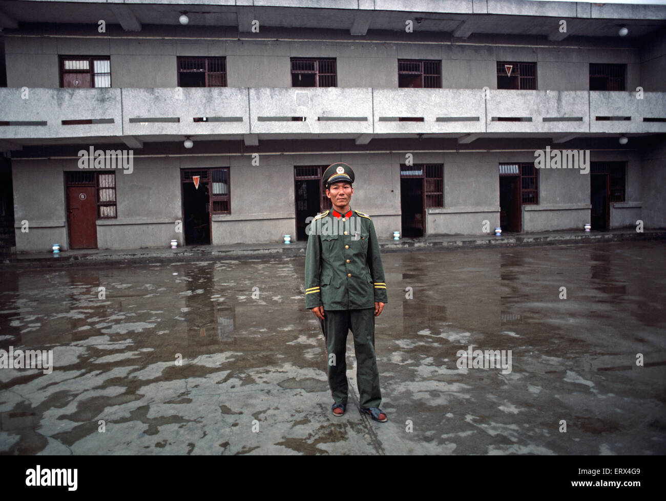 Prison Guard in Chinese Youth Detention Center in Chengdu, China, 1980s ...