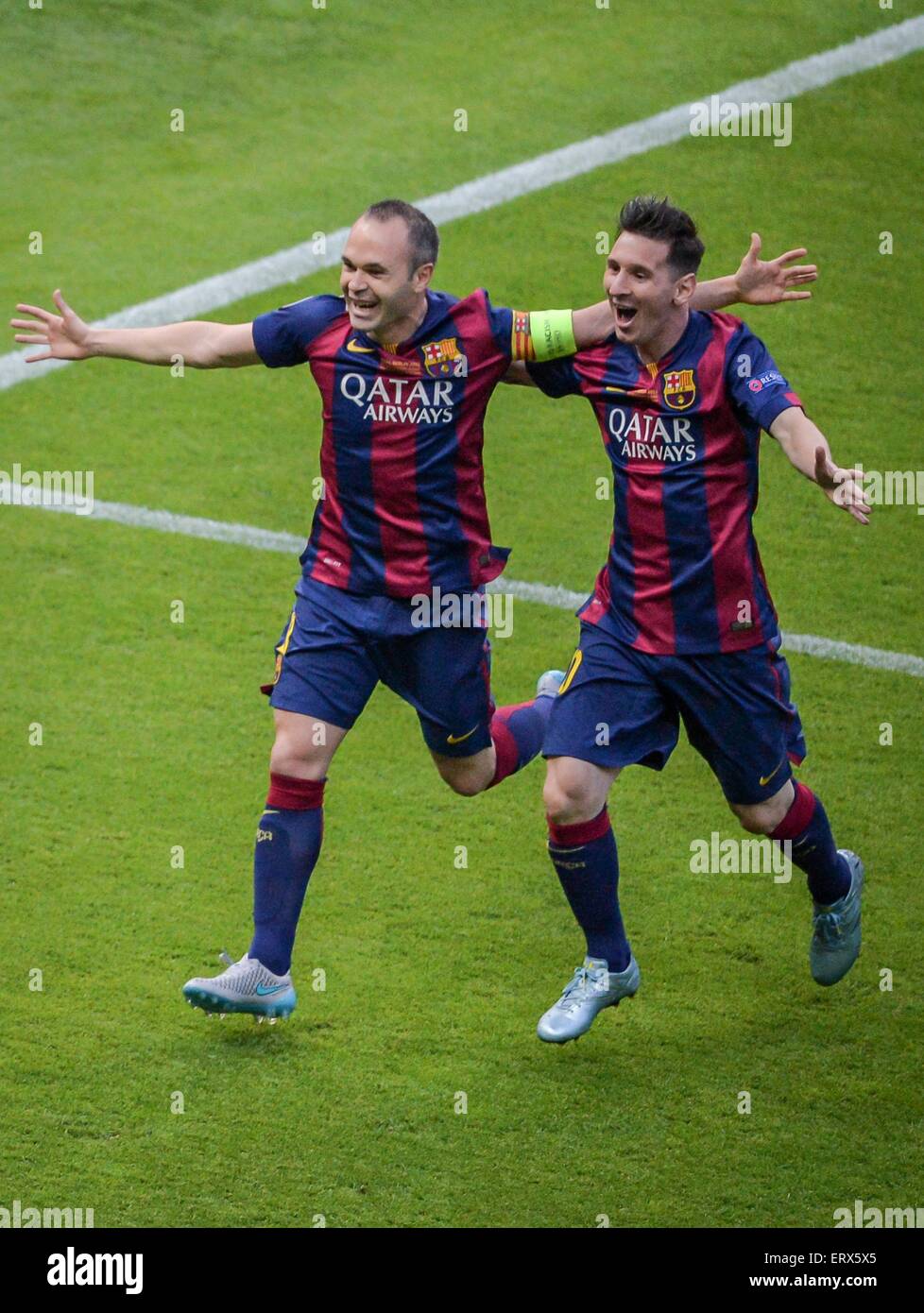 Barcelona's Andres Iniesta and Lionel Messi during the UEFA Champions ...