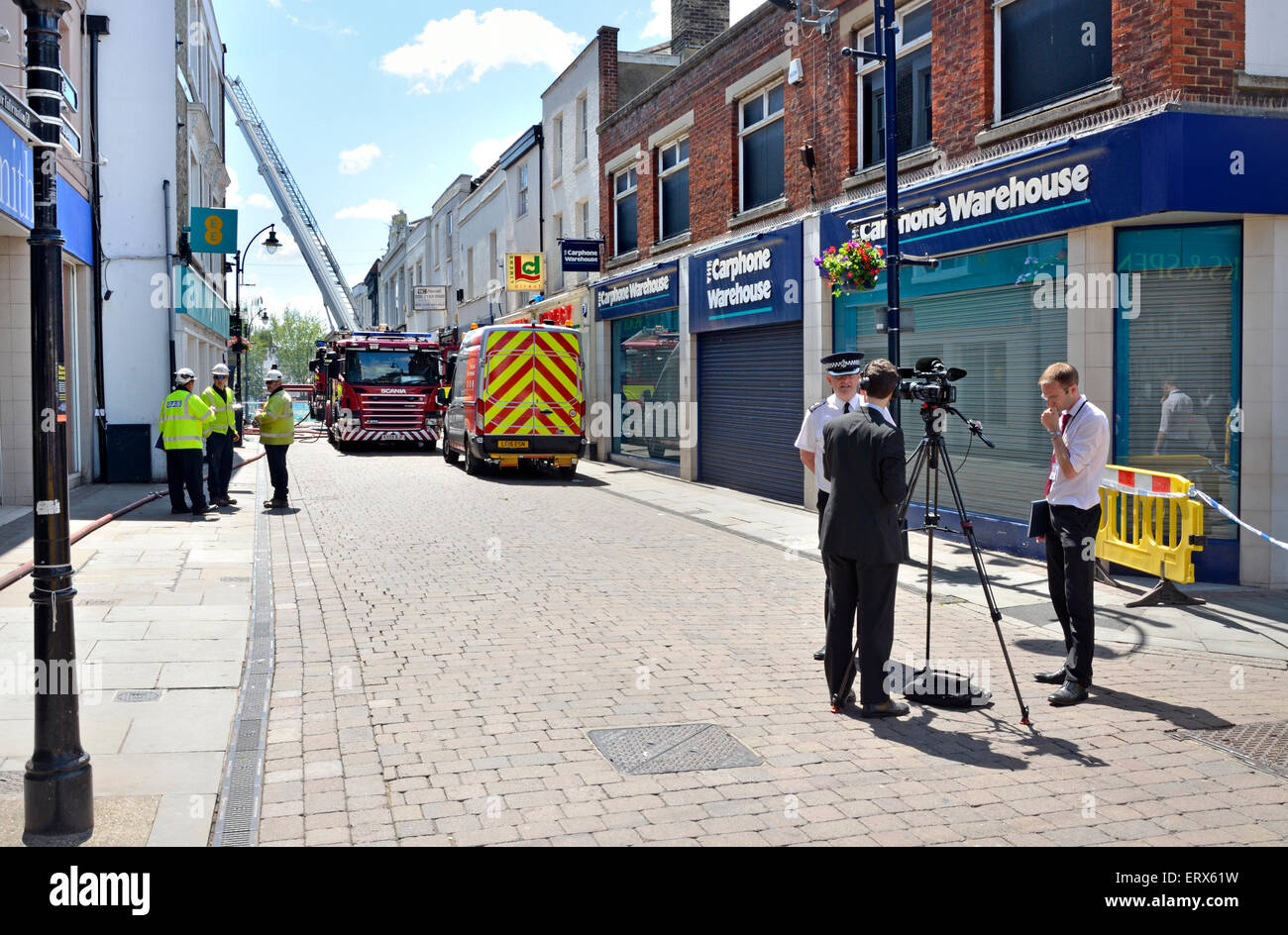 Maidstone, Kent, England, UK. Fire in the town centre destroys a shop ...