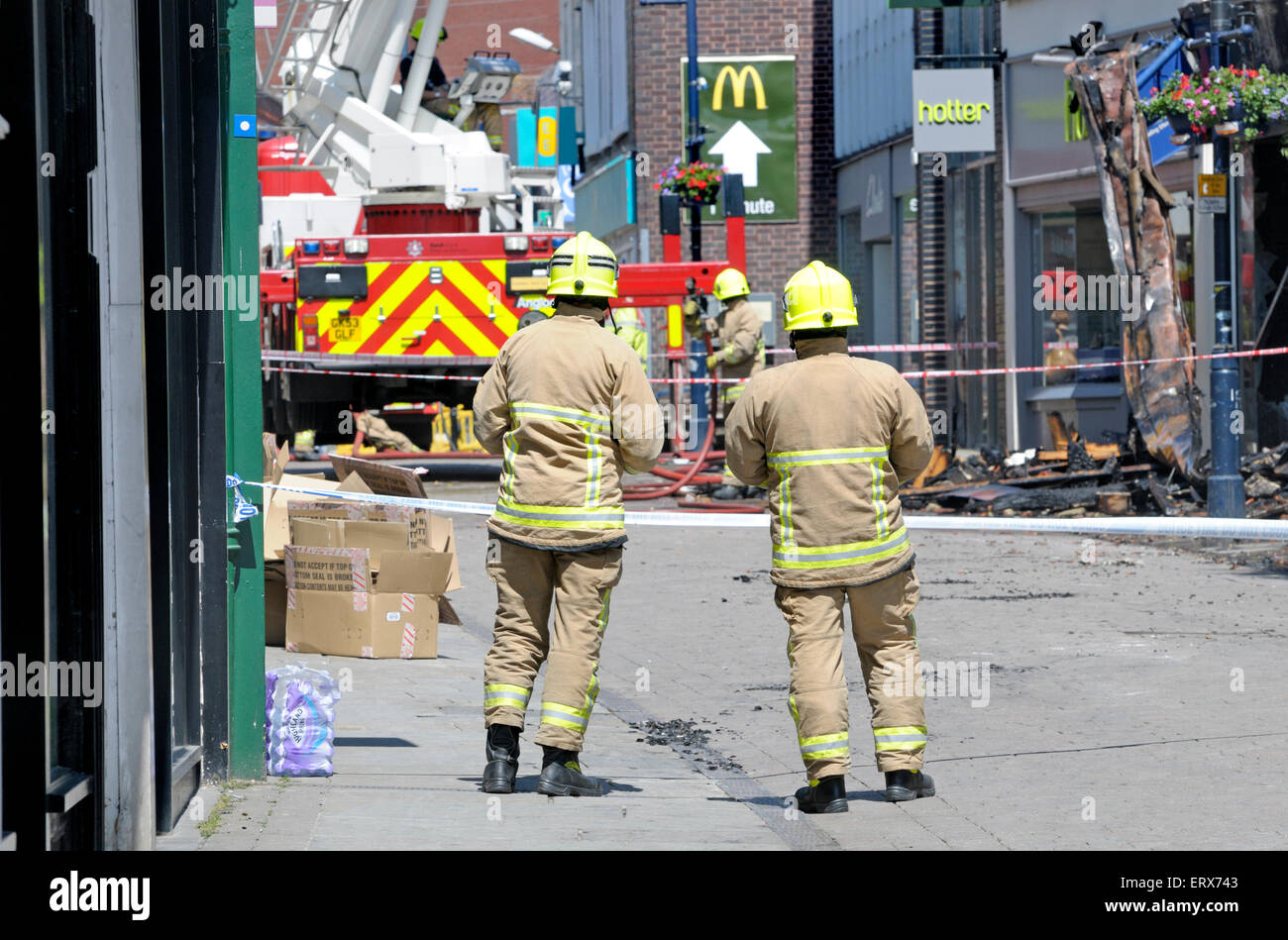 Maidstone, Kent, England, UK. Fire in the town centre destroys a shop ...
