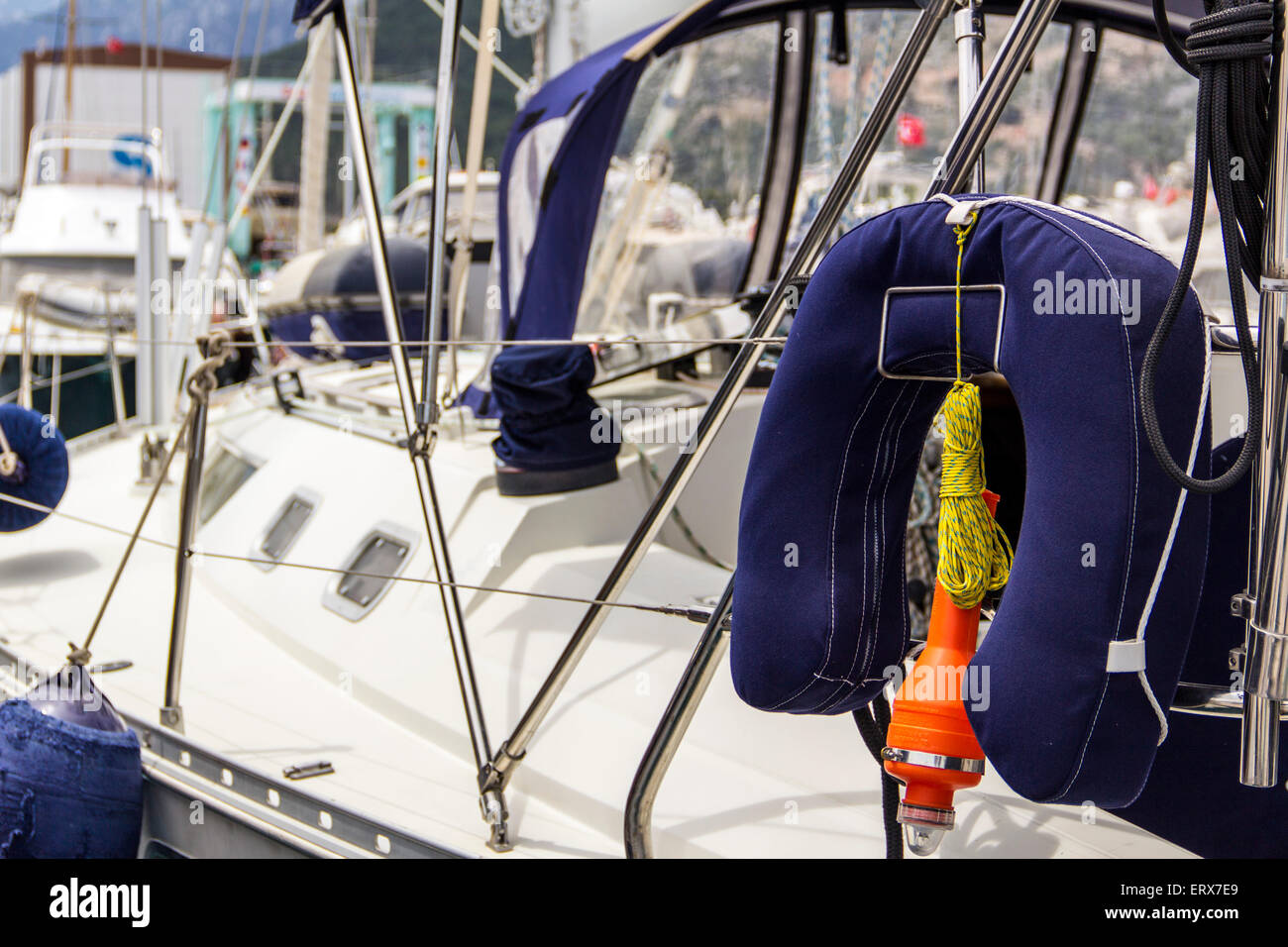 sailing yacht equipment; block with main sheet rope Stock Photo - Alamy