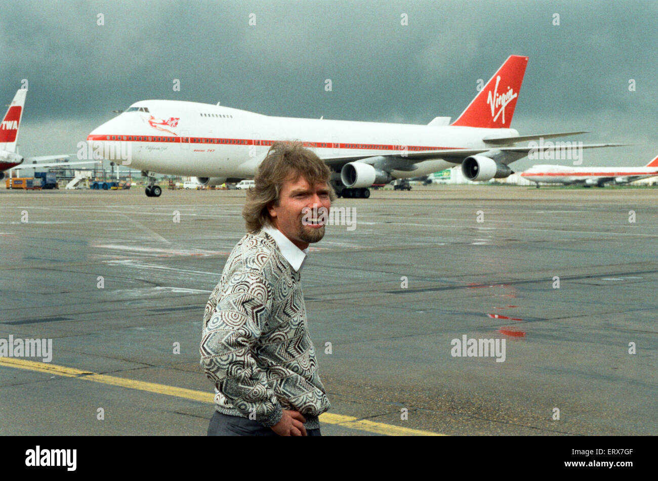 Richard Branson seen here on the apron at Heathrow to welcome the first ...