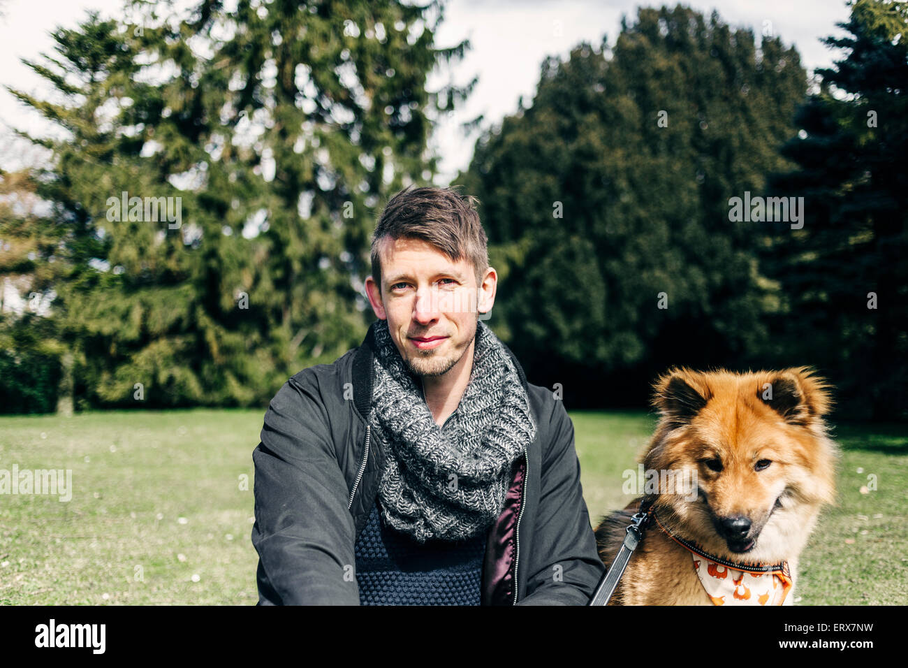 Man dog people men with animals portrait color hi-res stock photography ...