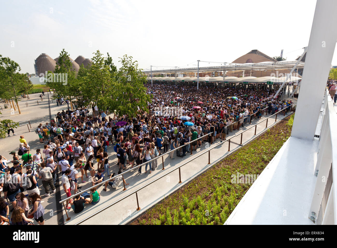 MILAN, ITALY - June 04, 2015: crowd at the gate EXPO 2015 Stock Photo ...