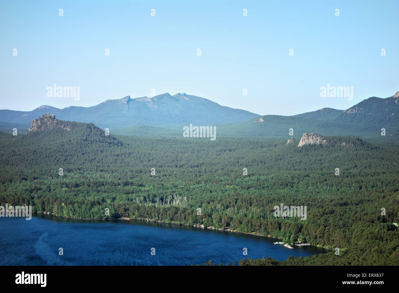rock "sleeping warrior" in national park Borovoe (Burabai), Kazakhstan ...