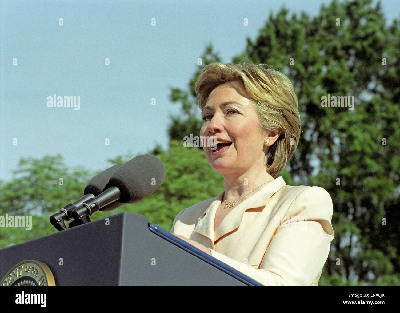 First lady Hillary Rodham Clinton makes remarks as she and United ...