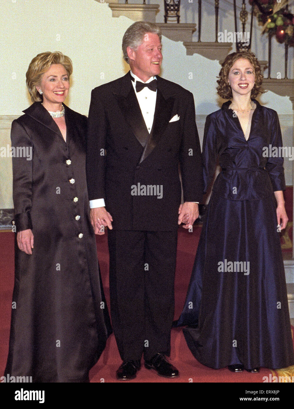 The First Family descends the Grand Staircase to meet their guests at ...