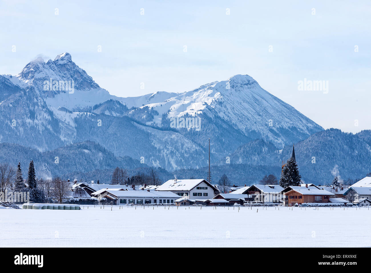 ski resort village in Germany Alps with snow Stock Photo - Alamy