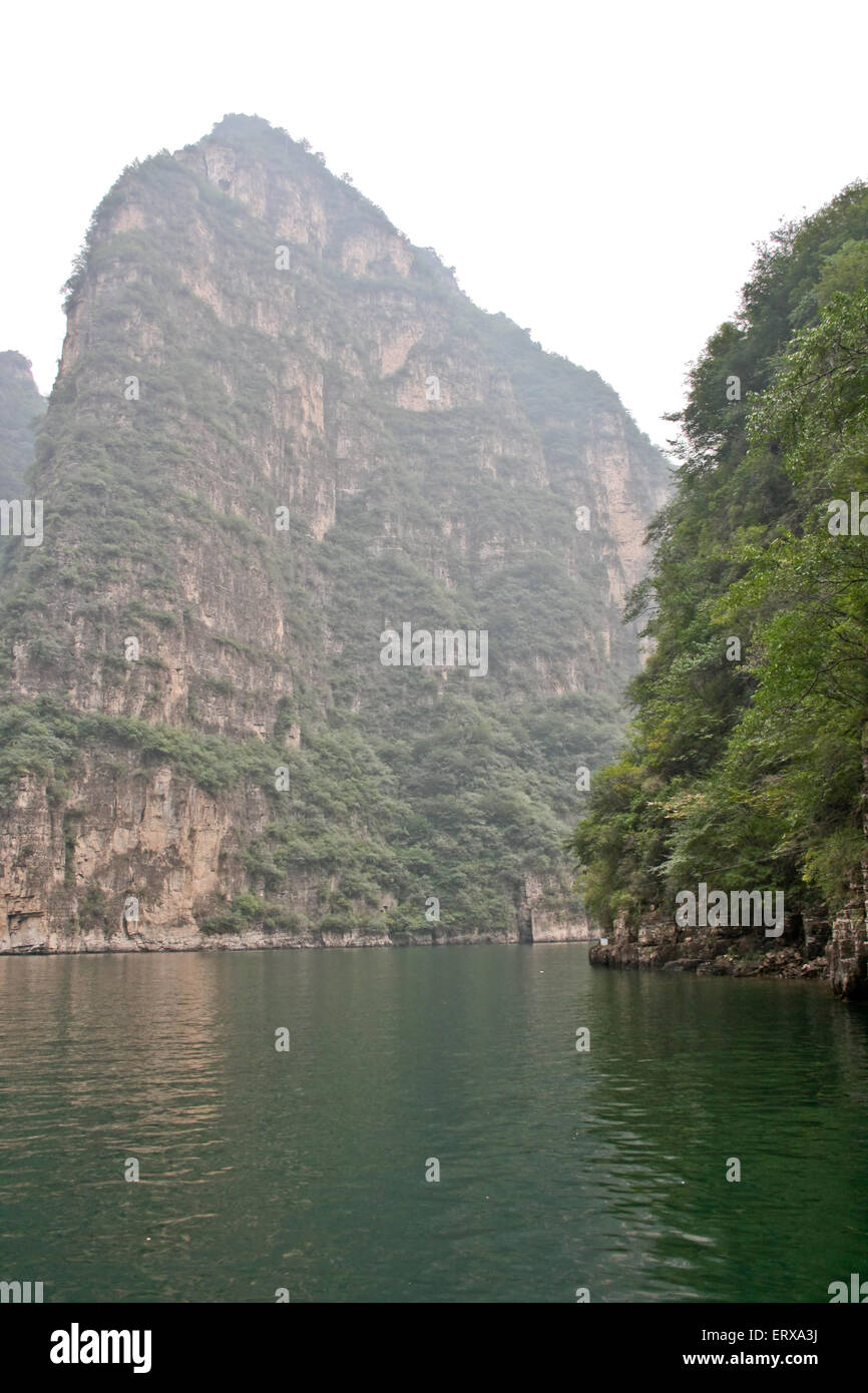 Steep high cliffs and the river at the bottom of the gorge Stock Photo ...