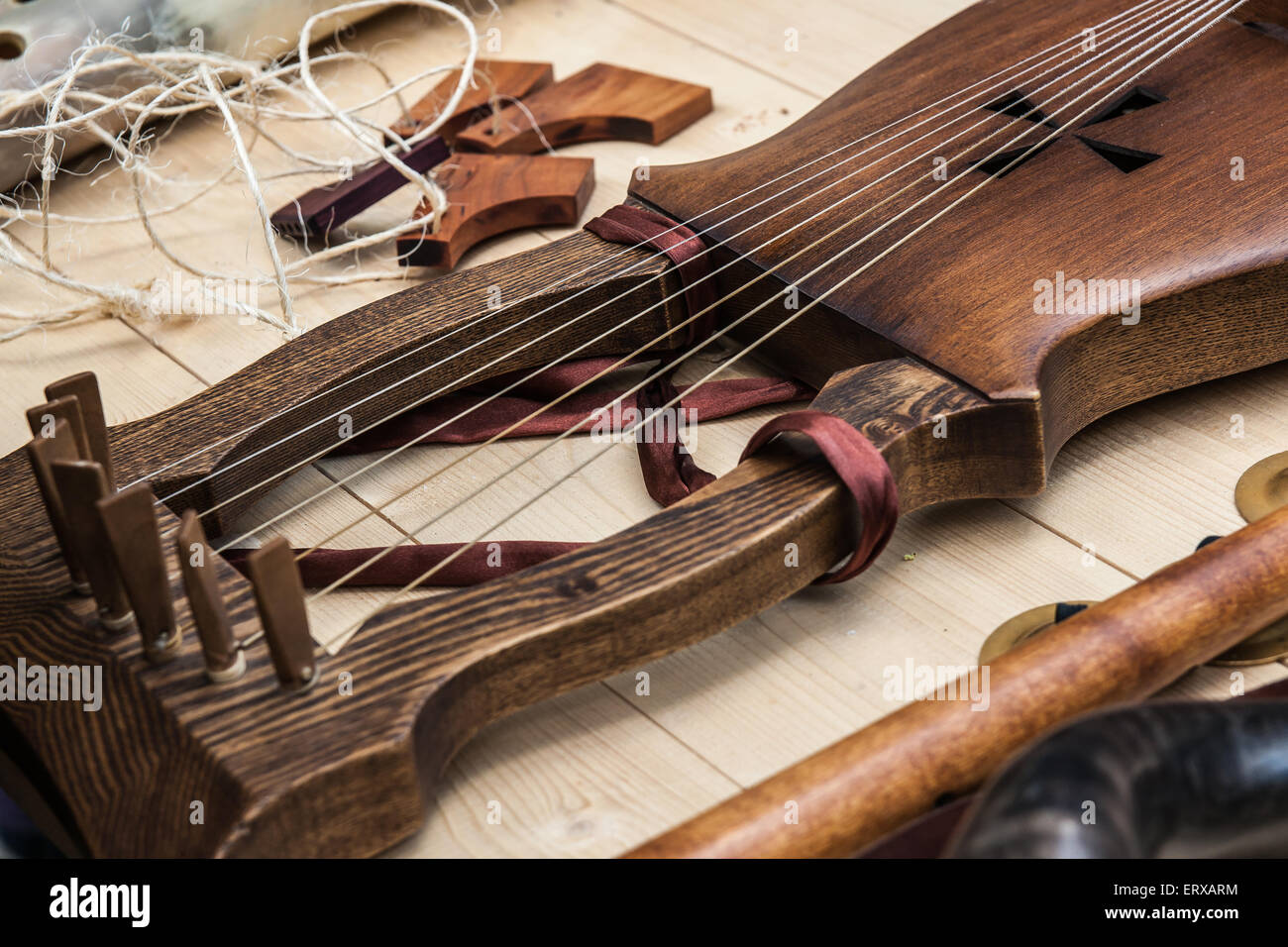 Closeup view of a lyre - the ancient Musical instrument Stock Photo - Alamy