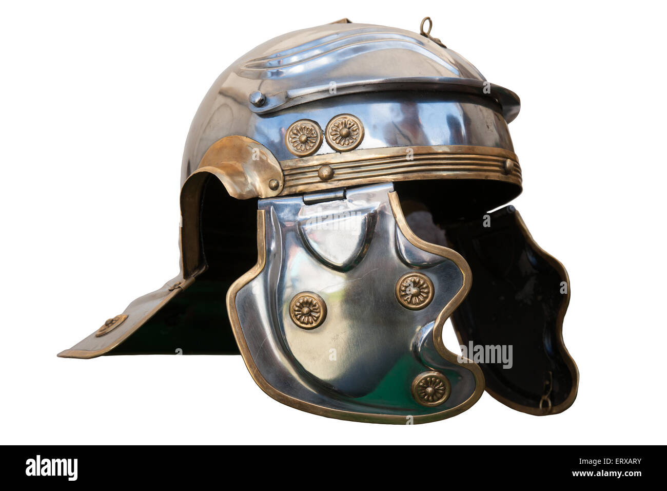 Roman military helmet isolated against white background Stock Photo - Alamy