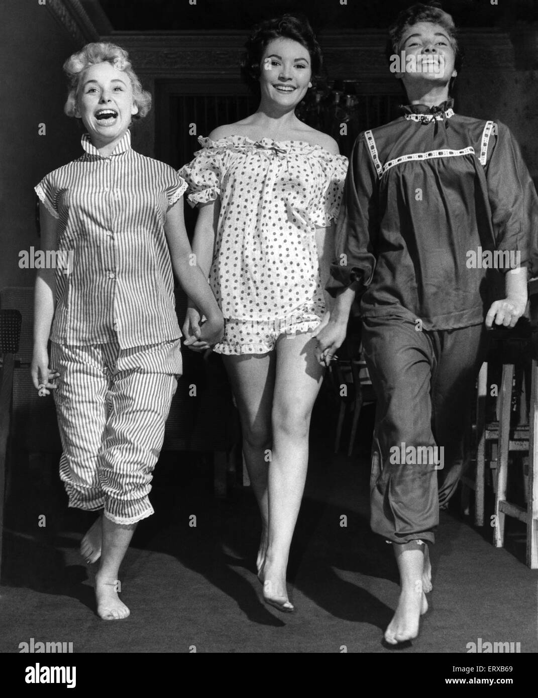 Three female models in nightwear. September 1955 Stock Photo - Alamy