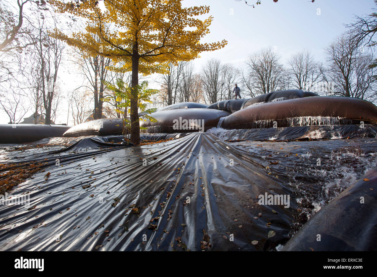 Germany, Iserlohn, sludge dewatering using geotextile tubes, Geotubes ...