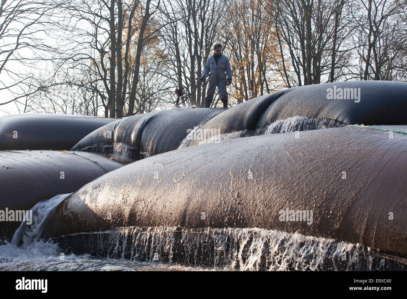 Germany, Iserlohn, sludge dewatering using geotextile tubes, Geotubes ...