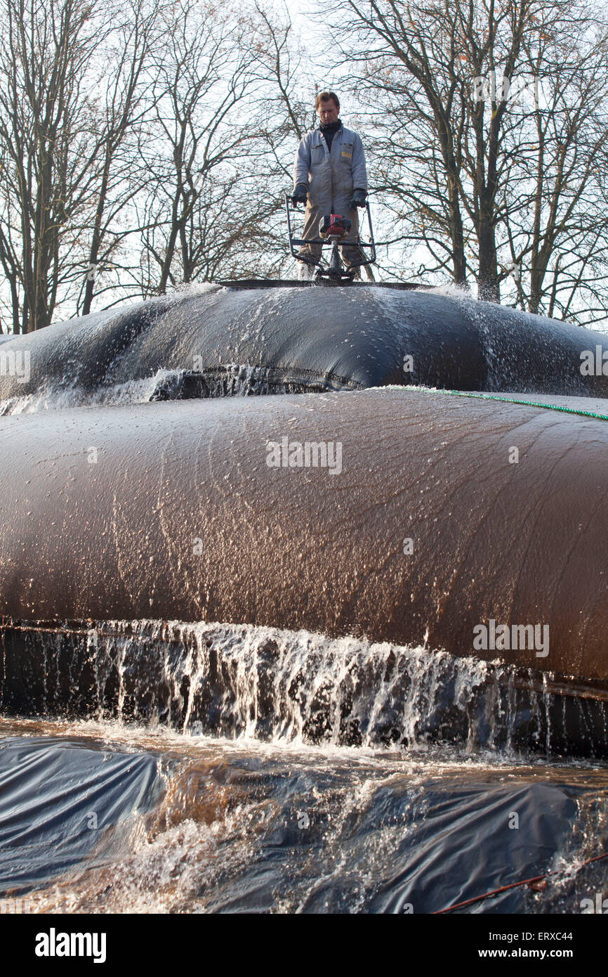 Germany, Iserlohn, sludge dewatering using geotextile tubes, Geotubes ...