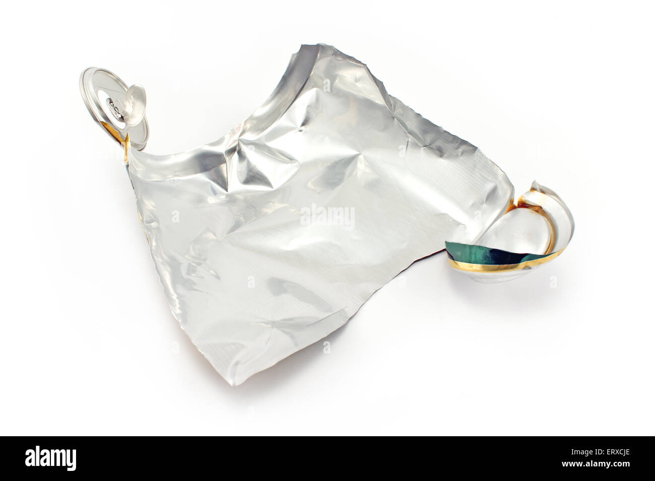 Crumpled can on white background Stock Photo - Alamy