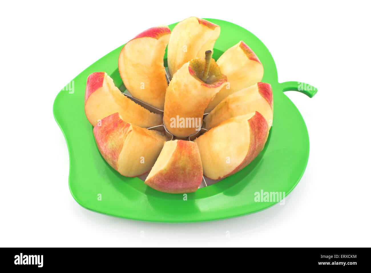 Apple with cutter isolated on white Stock Photo - Alamy