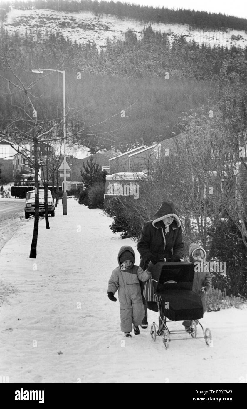 Jennifer Currey & children, trudge through the snow, Guisborough ...