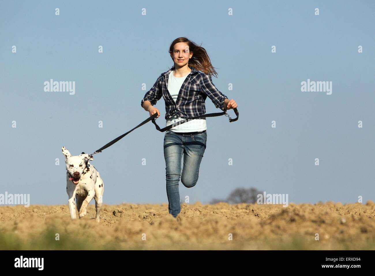 girl with Dalmatian Stock Photo - Alamy