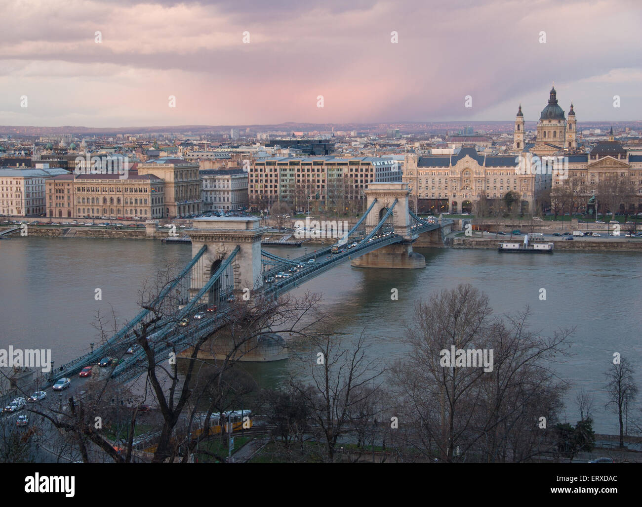 Romantic Budapest, Hungary in Winter, with Szechenyi Chain Bridge in ...