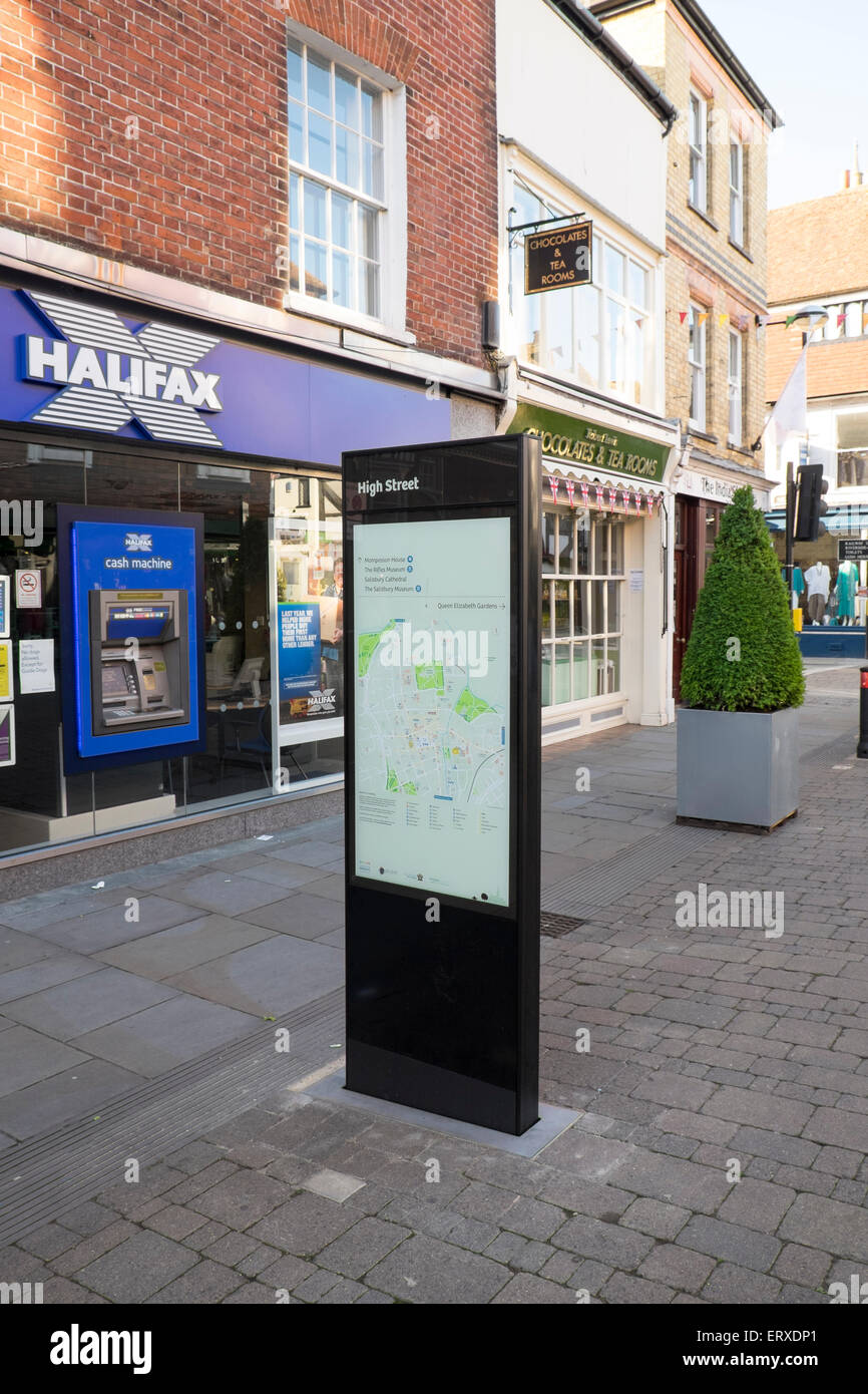 Town street map and information board on high street Stock Photo - Alamy