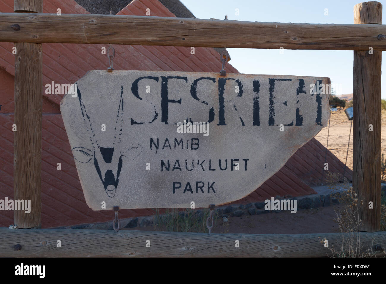 Signboard in entrance at Sesriem, Namibia Stock Photo - Alamy