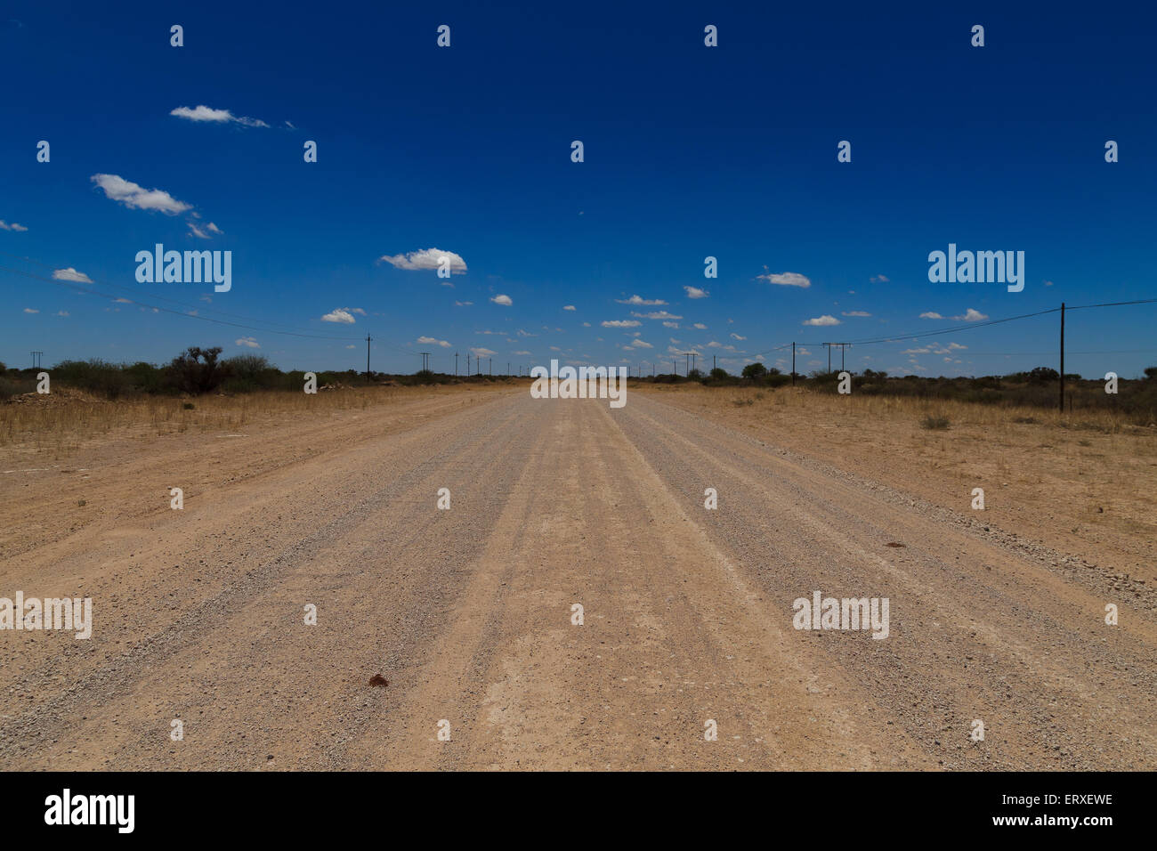 Dirt road out of Mata Mata gate to Kalahari desert Stock Photo - Alamy
