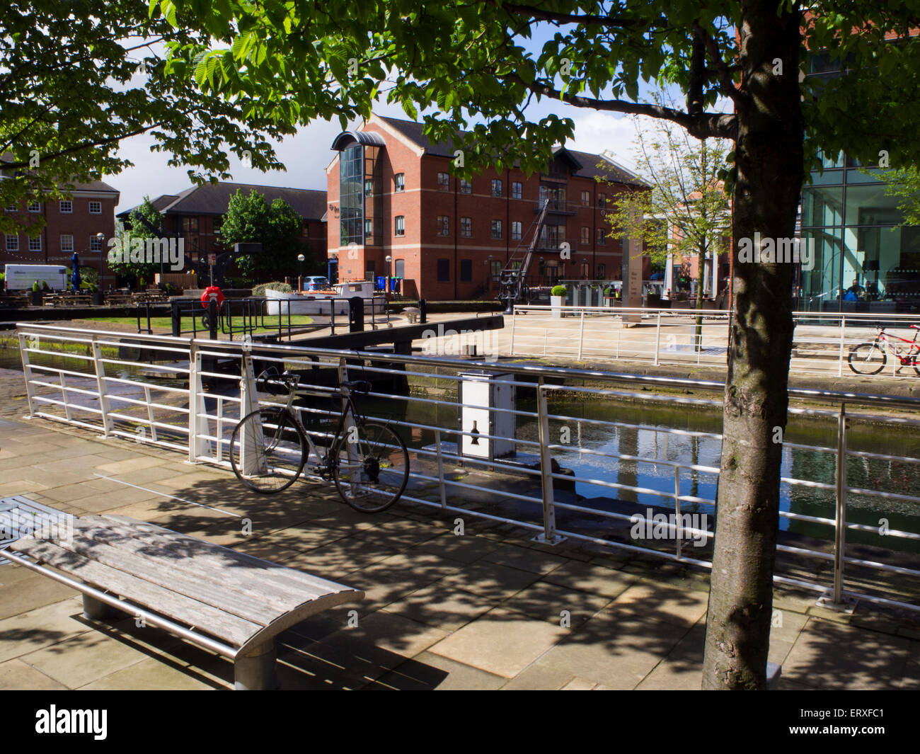 Old Lock and Redeveloped Waterfront Area at Granary Wharf Leeds West ...