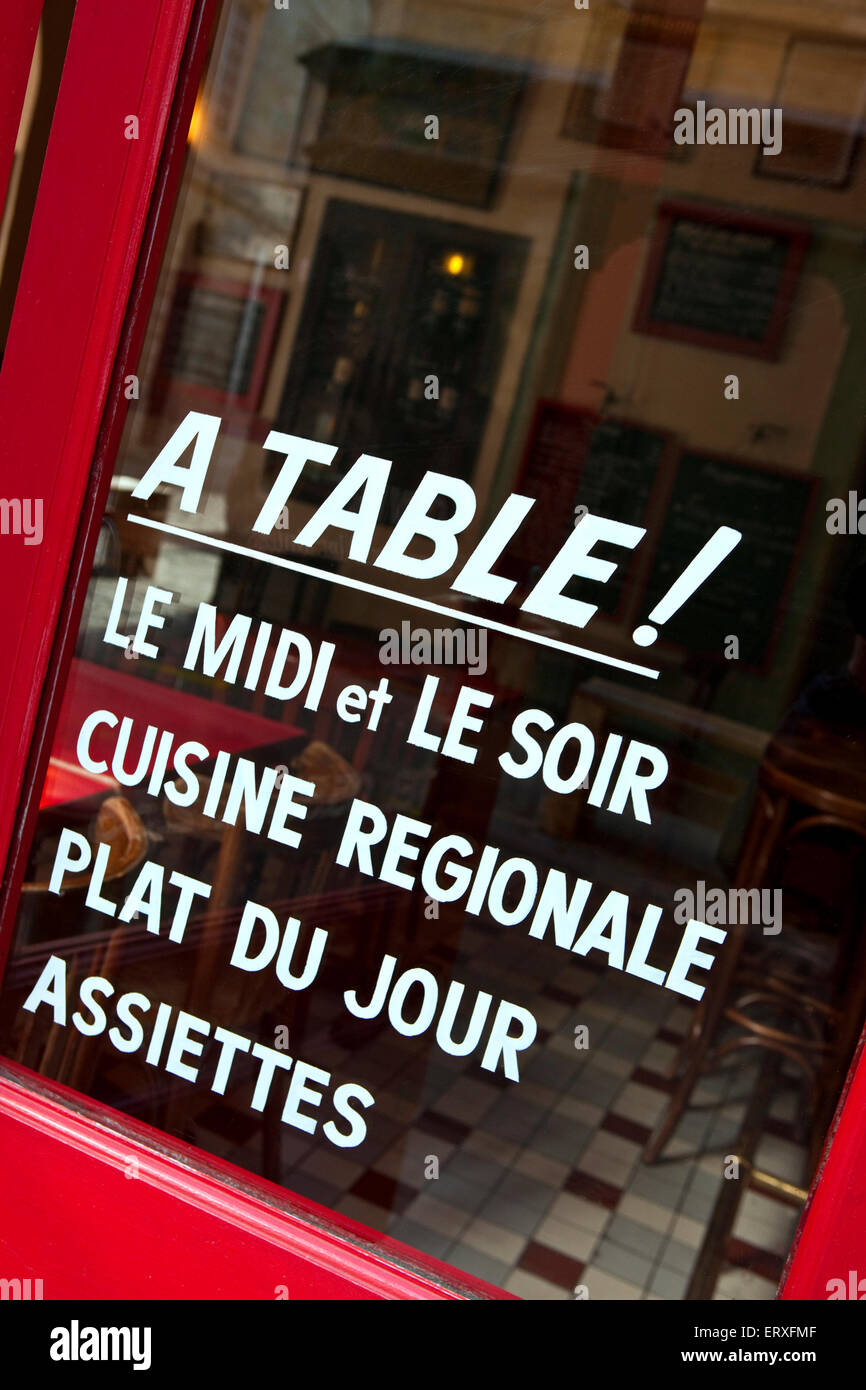 Window of an old and vintage French bistro Stock Photo - Alamy