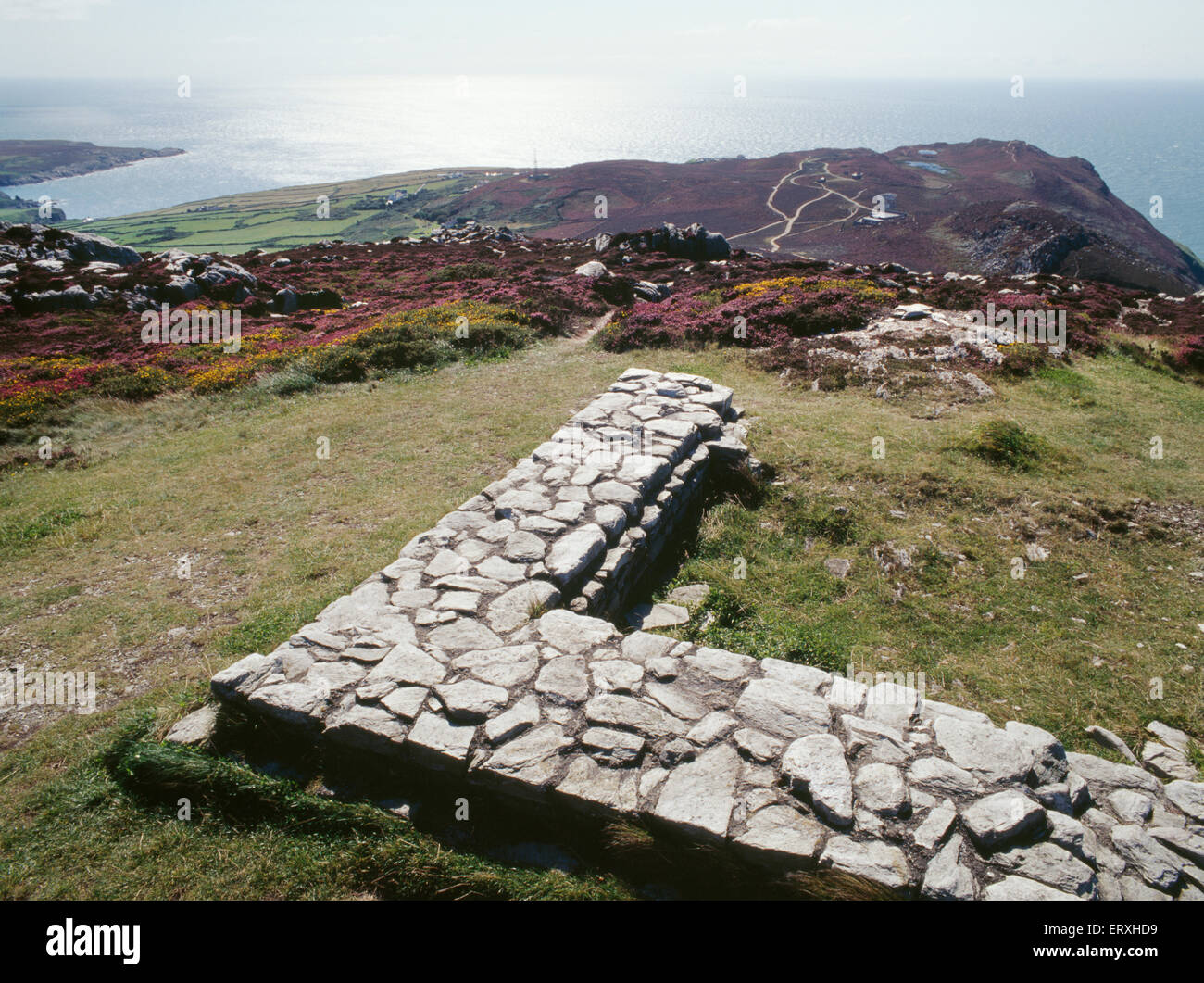 Stone foundations of a C4th Roman watchtower on the summit of Holyhead ...