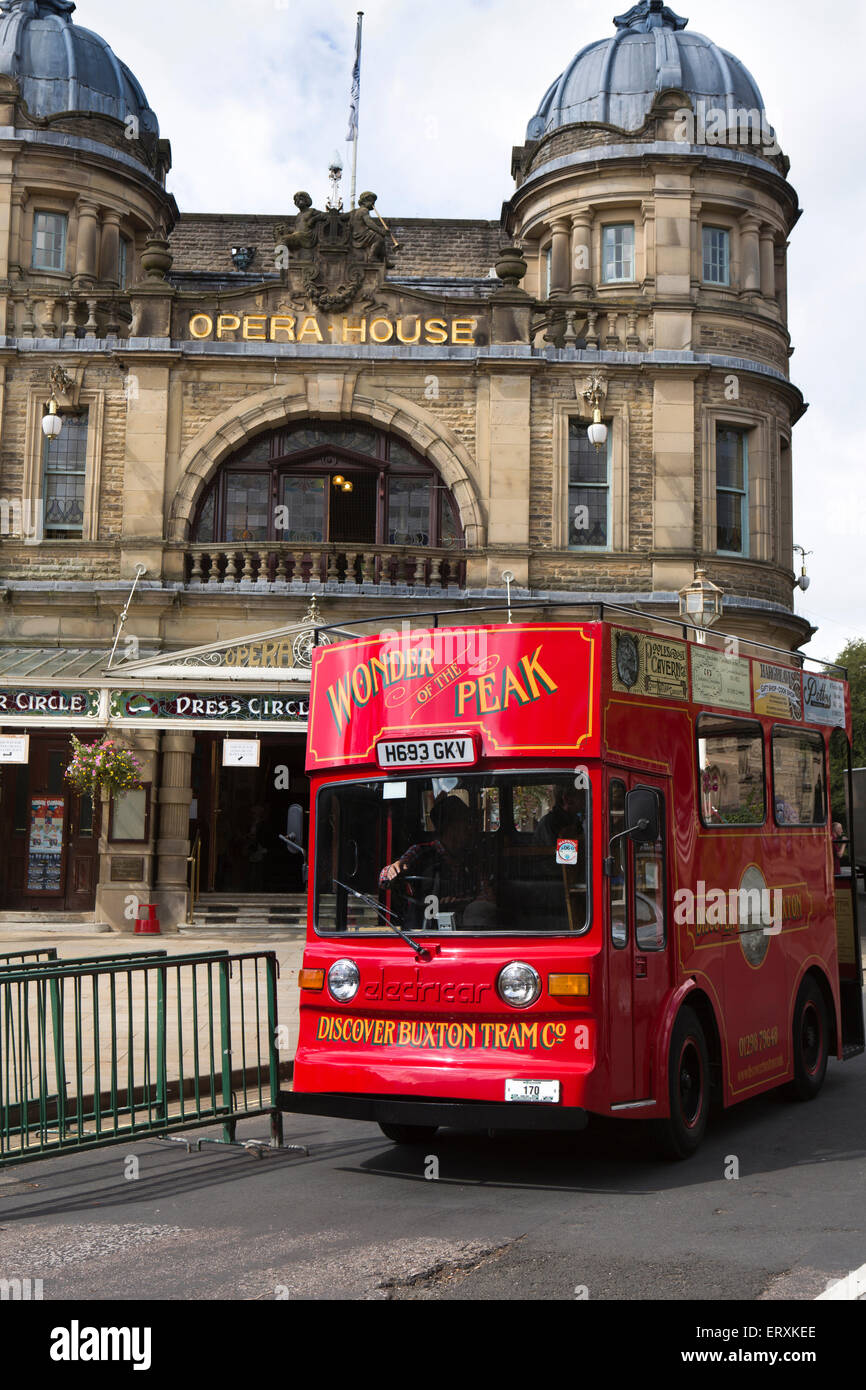 UK, England, Derbyshire, Buxton, Wonder of the Peak electric tour bus ...