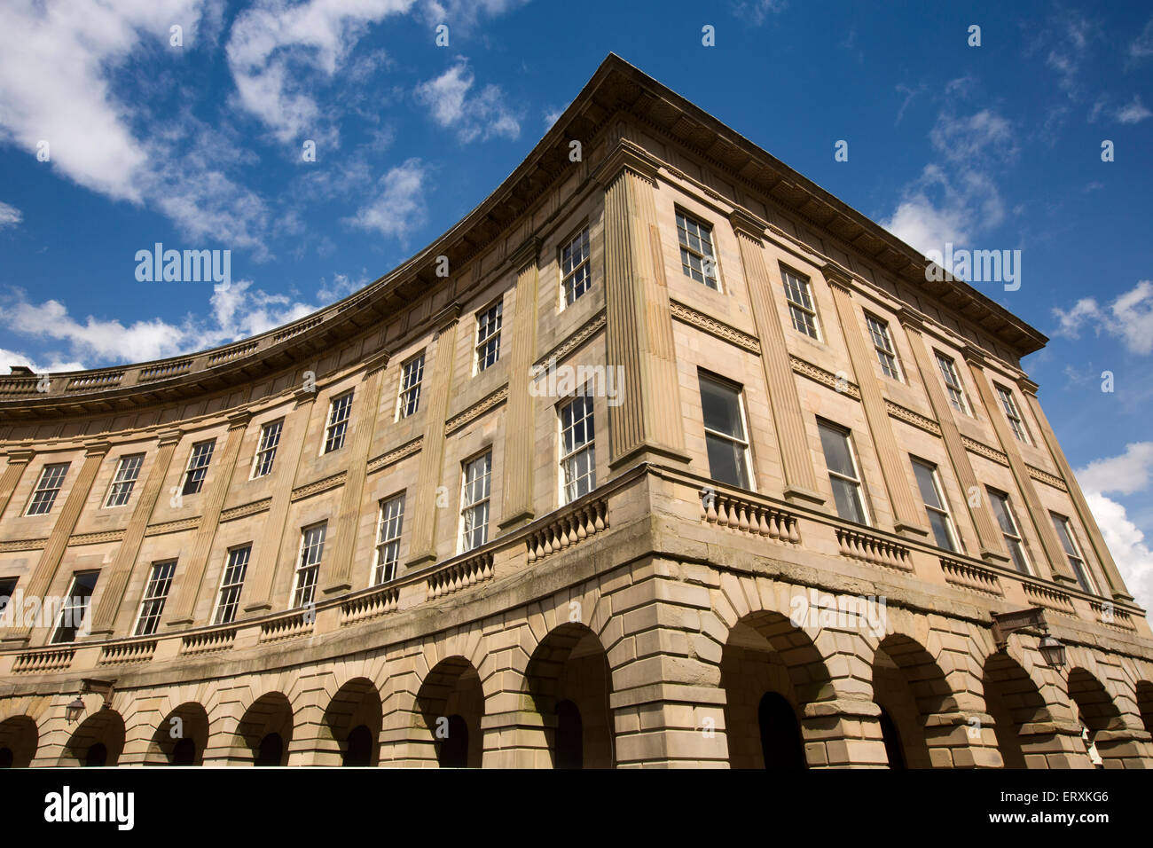 UK, England, Derbyshire, Buxton, The Crescent, iconic spa era building ...