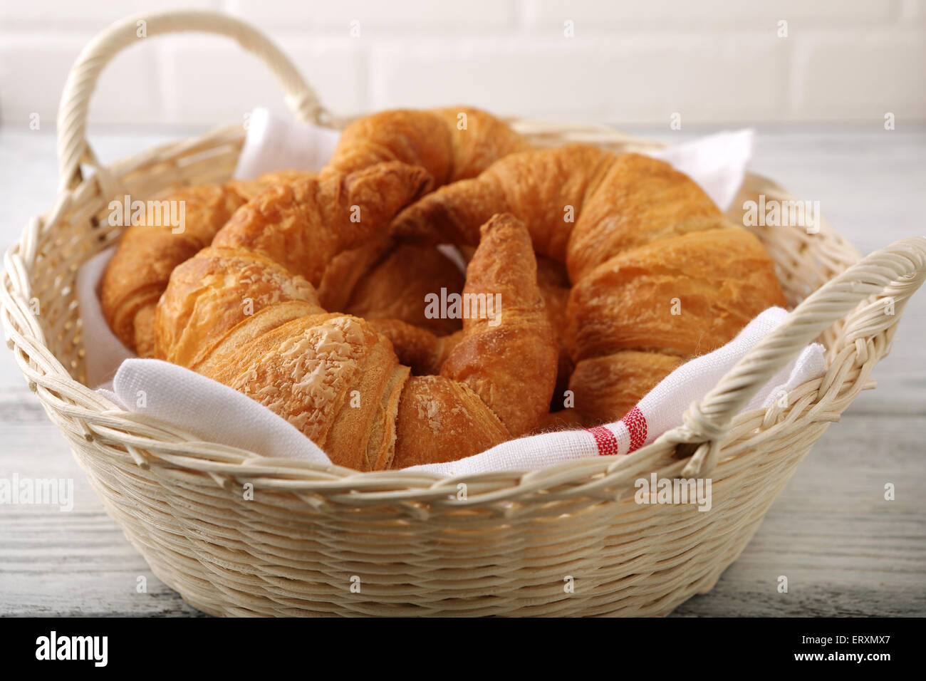 Croissants in a basket hi-res stock photography and images - Alamy