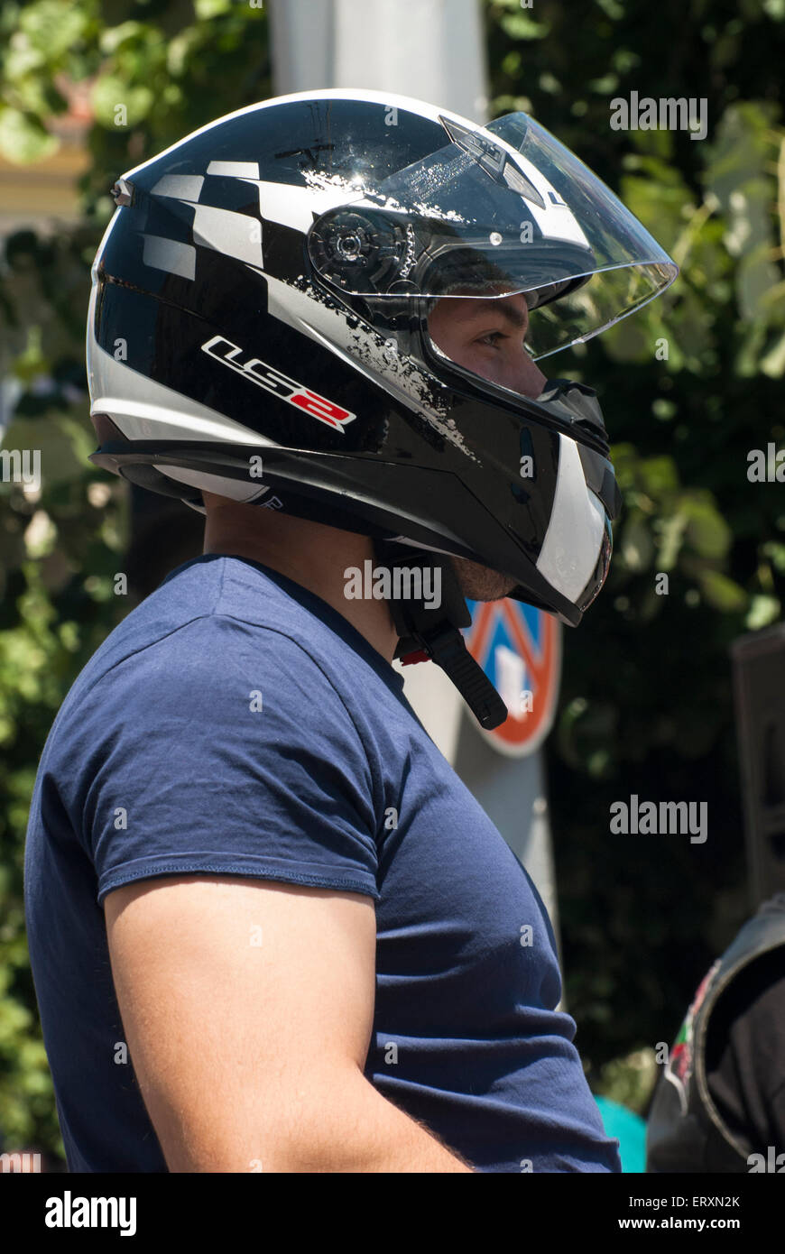 Biker in helmet Stock Photo - Alamy
