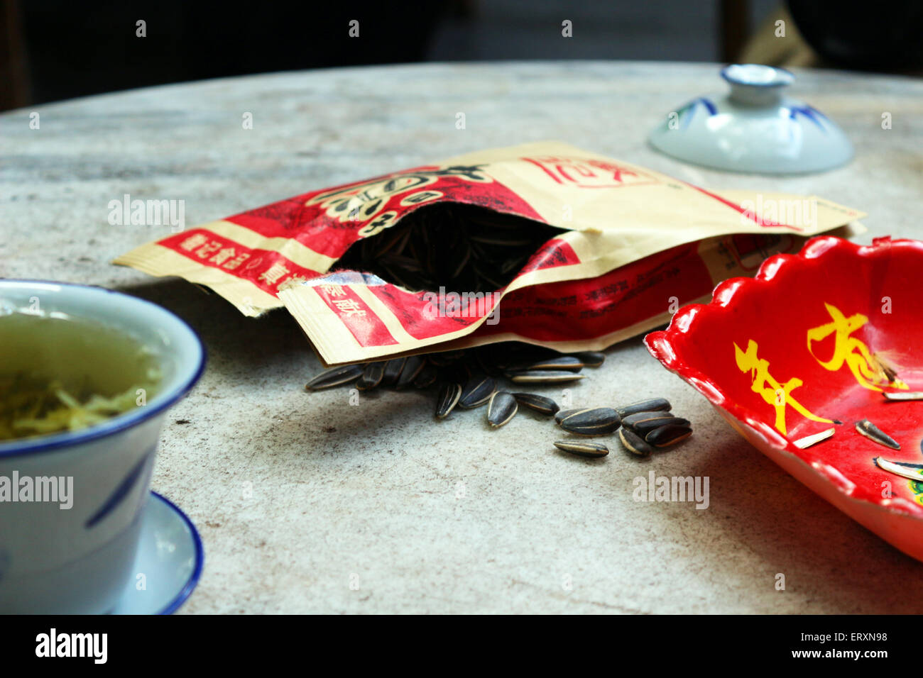 Chinese tea and sunflower seeds Stock Photo - Alamy