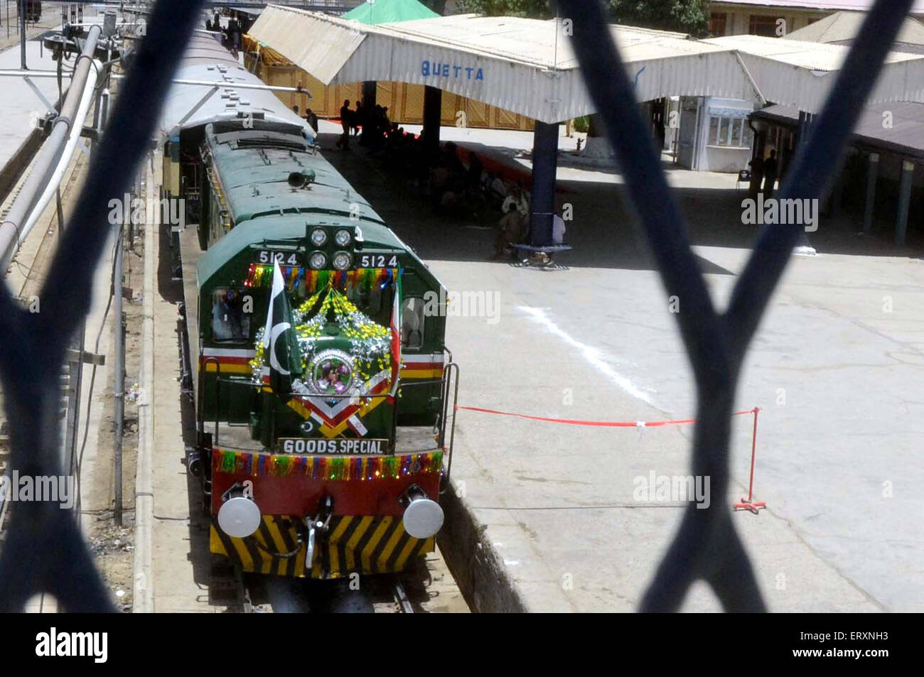 View of Goods Train stands at railway track during inauguration ...