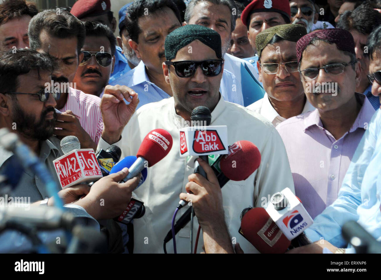 Federal Minister of Power, Abid Sher Ali addresses to media persons ...