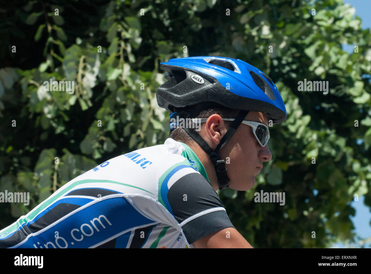 Bicyclist at helmet Stock Photo - Alamy