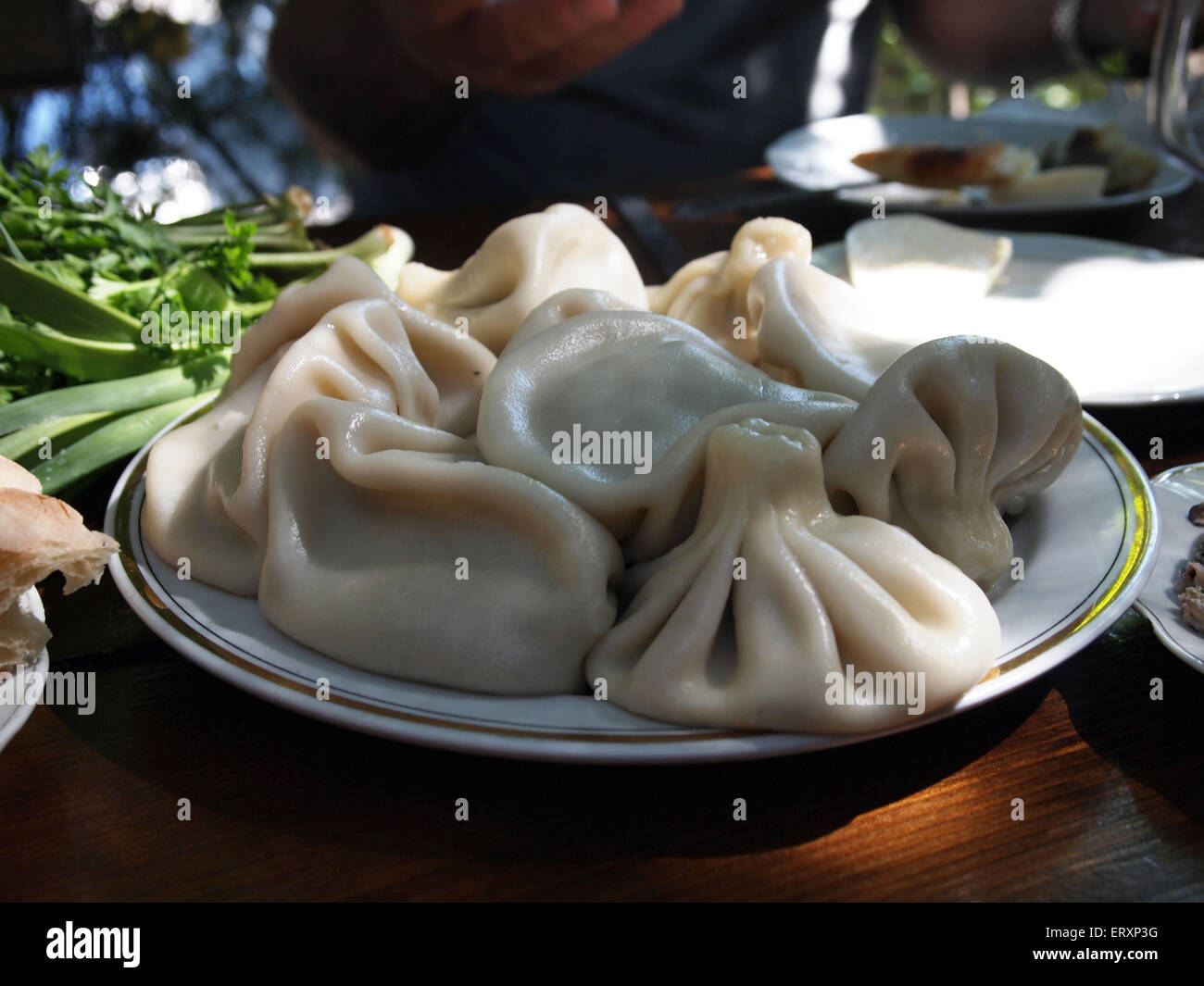Khinkali dumplings, traditional Georgian food Stock Photo - Alamy