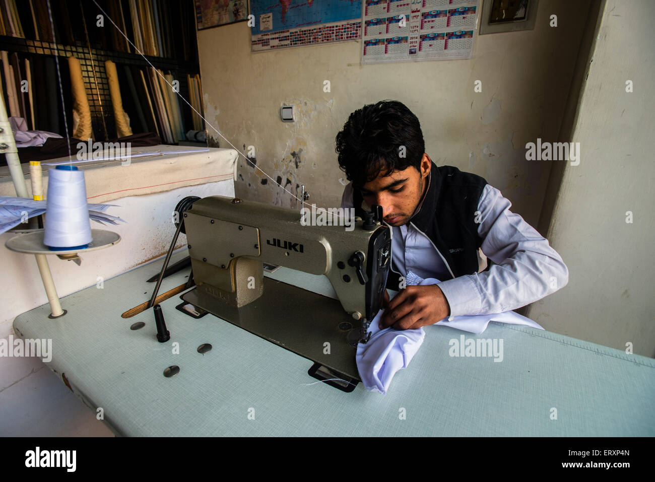 Tailors shop of traditional Afghan clothes in Shahr-e Naw, Kabul ...