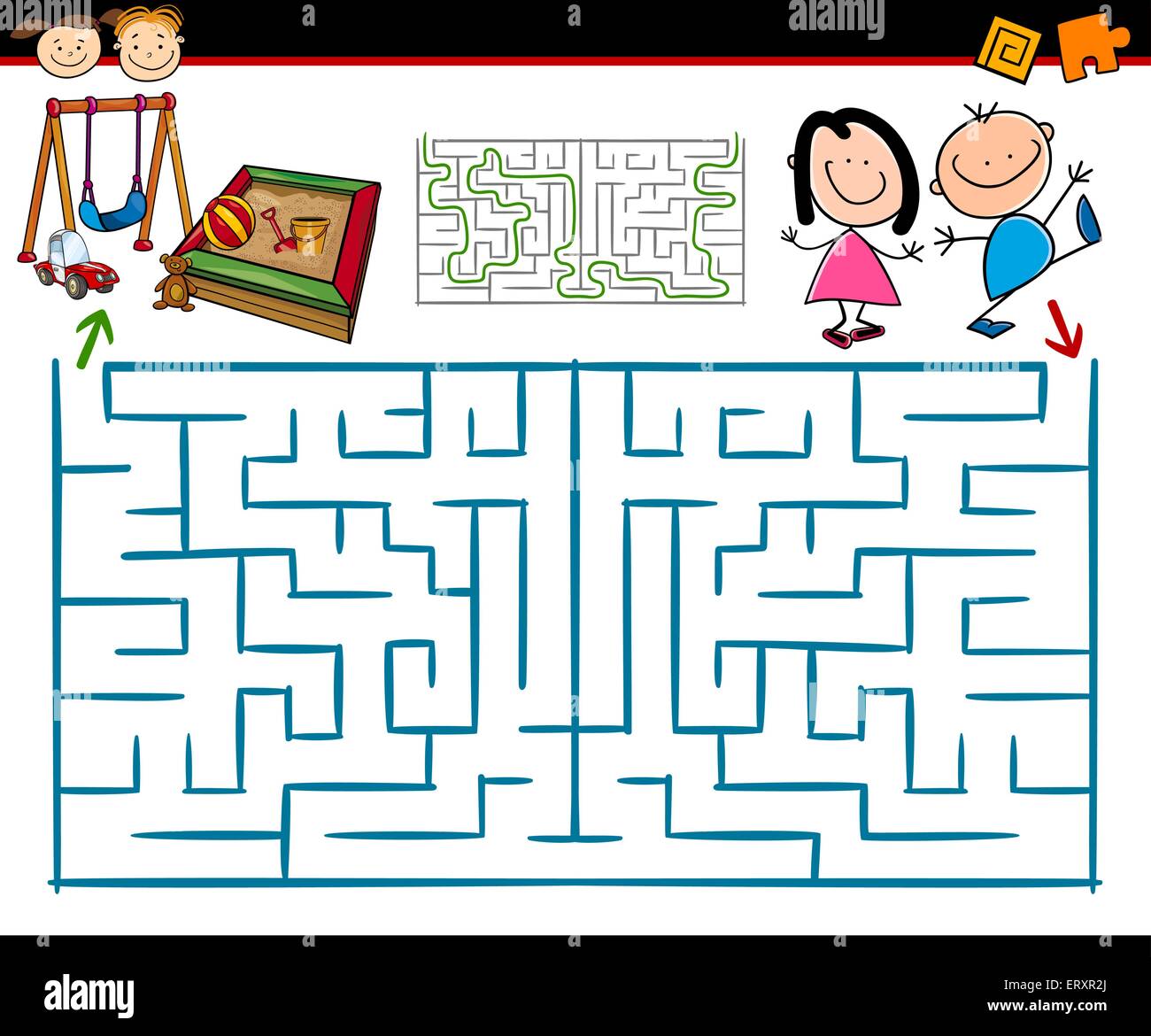 Cartoon Illustration of Education Maze or Labyrinth Game for Preschool ...