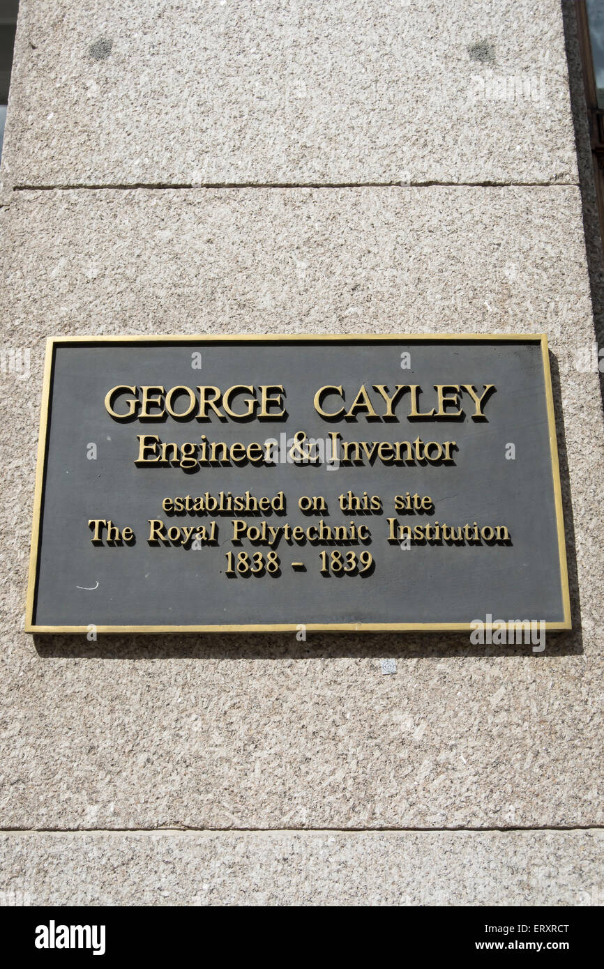 plaque commemorating engineer and inventor george cayley at the former ...