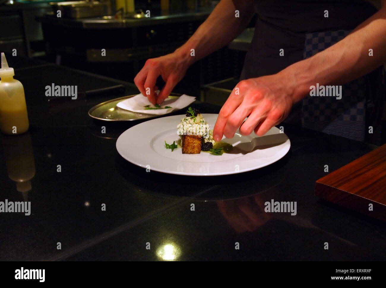 chef plating up food Stock Photo - Alamy